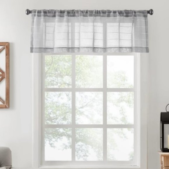 Accents | Colordrift Inez Stripe Window Valance In Grey 6 W X 16 L ...